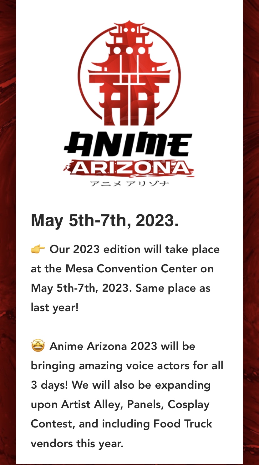 Anime Arizona 2023 Dates Announced – Legion of Sand